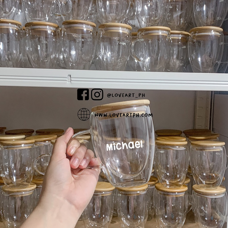 Personalized Double Wall Glass with Lid Engraved | Personalized Mug ...