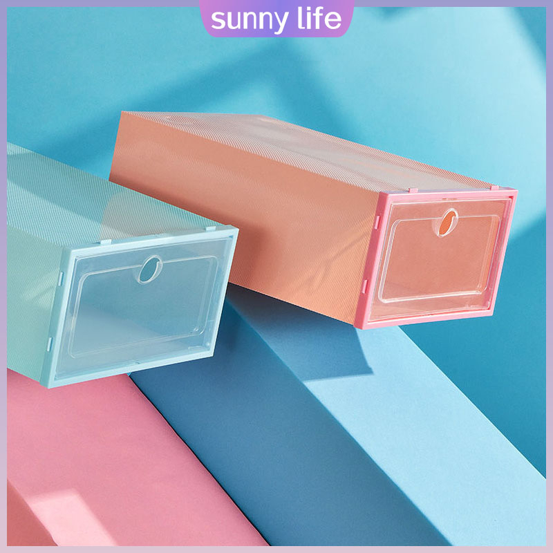 shoes organizer storage box Candy Color Shoe Box Foldable Drawer shoe ...