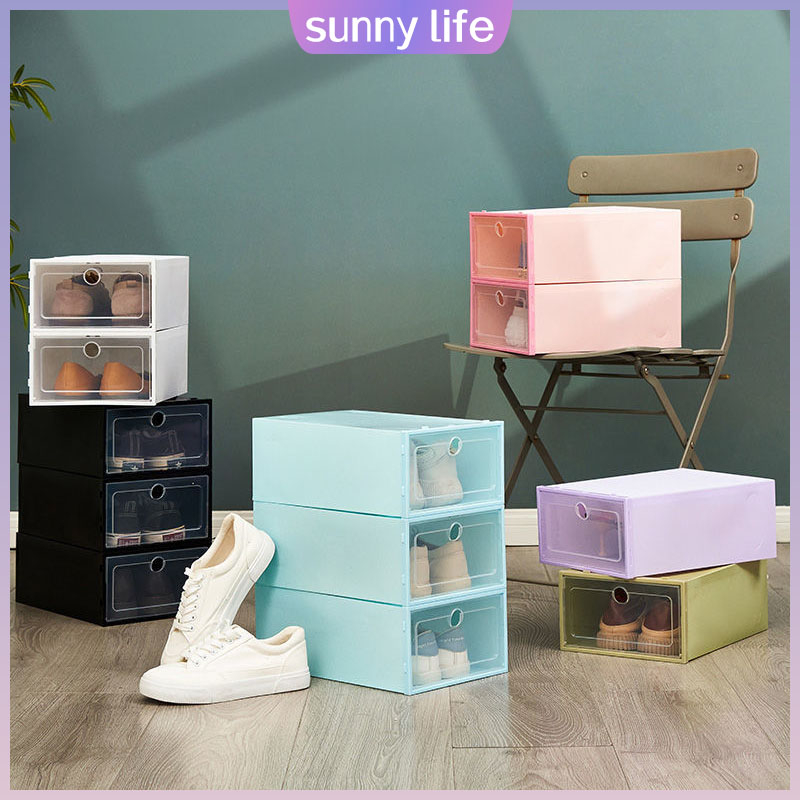 Shoe Organizer Box Candy Color Shoe Box Foldable Drawer Shoe Box Large ...