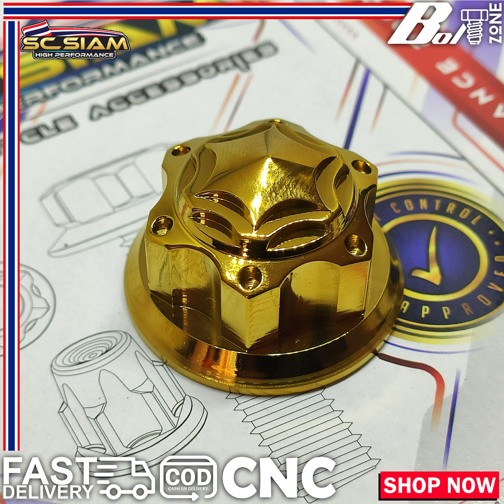 SC SIAM STAINLESS CENTER NUT GOLD RAIDER / RUSI / TMX / HANDLE CENTER ...