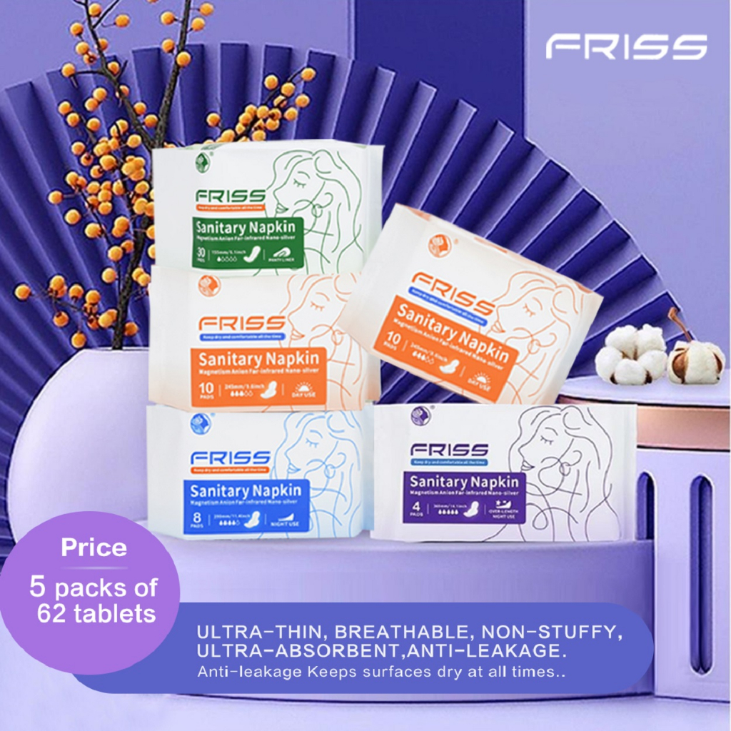 Sanitary napkin 5packs62 pieceswithwings ultra-thin anti-leakage ...