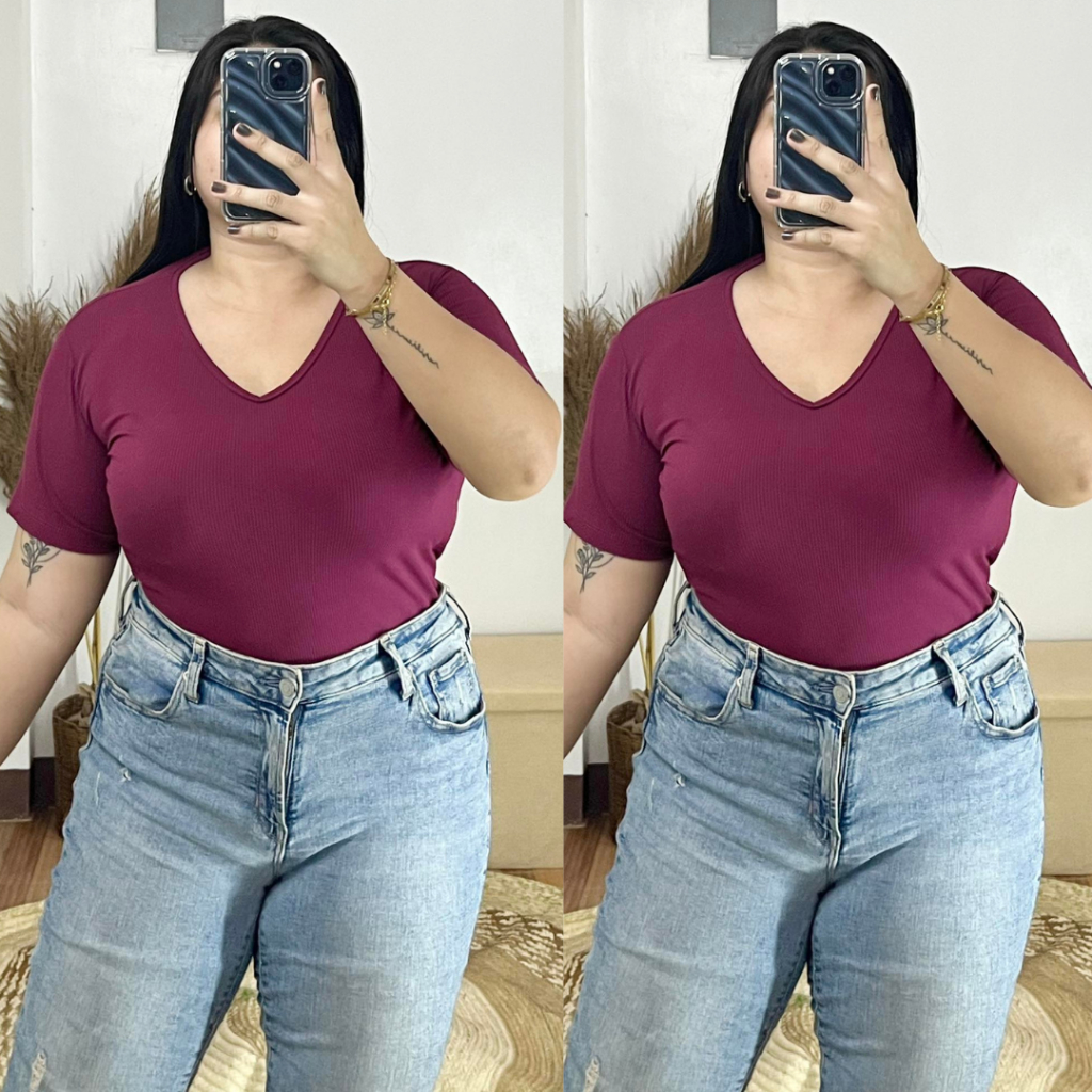 raileystore - PLUS SIZE V-NECK FULL LENGTH KNITTED TOPS | up to 50 ...