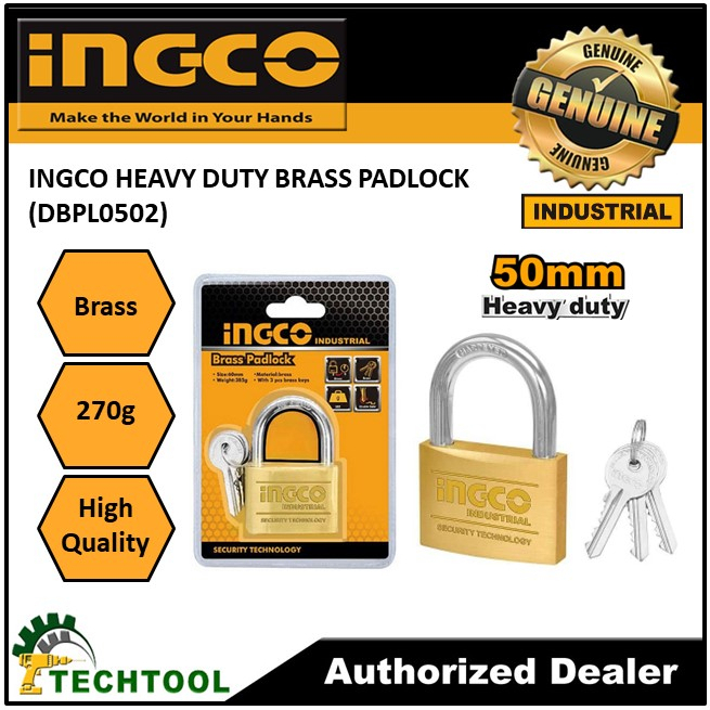 INGCO HEAVY DUTY BRASS PADLOCK 50mm (DBPL0502) | Shopee Philippines