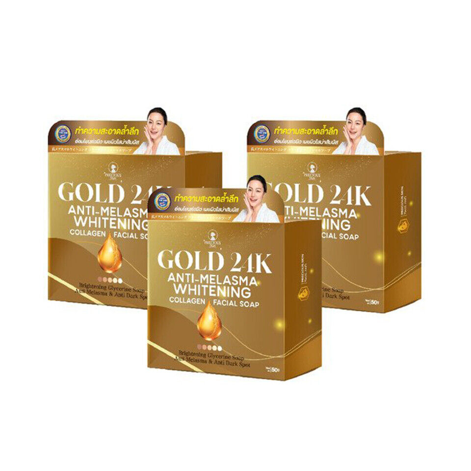 Precious skin gold 24k anti melasma whitening collagen soap 50g ...