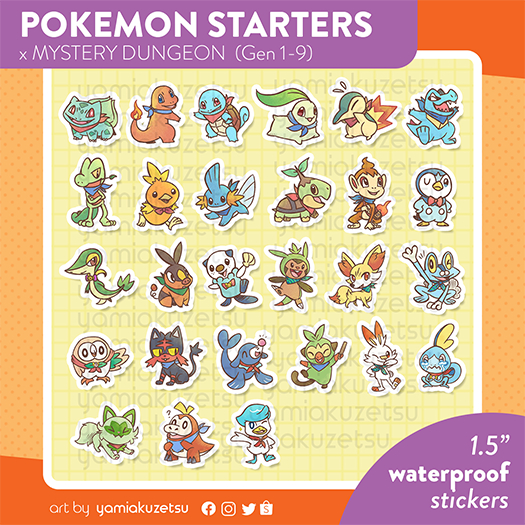 Pokemon Starters PMD Mystery Dungeon waterproof stickers by ...