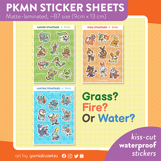 Pokemon Starter Sticker Sheets by yamiakuzetsu | Shopee Philippines