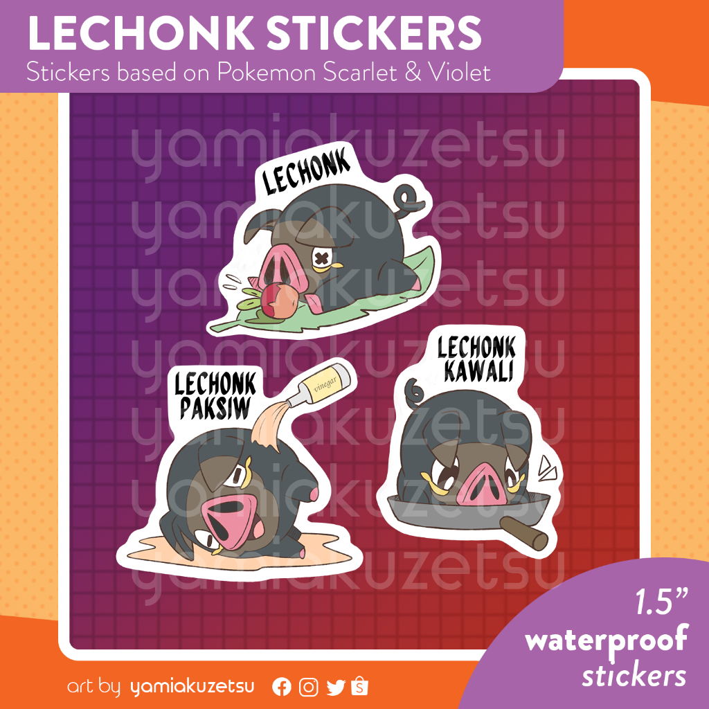 Lechonk Pokemon SV Scarlet Violet stickers by yamiakuzetsu | Shopee ...