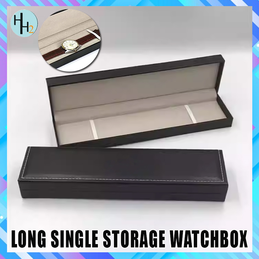 Single Wrist Gift PU Leather Long Watch Boxes (Black / Red) | Shopee ...