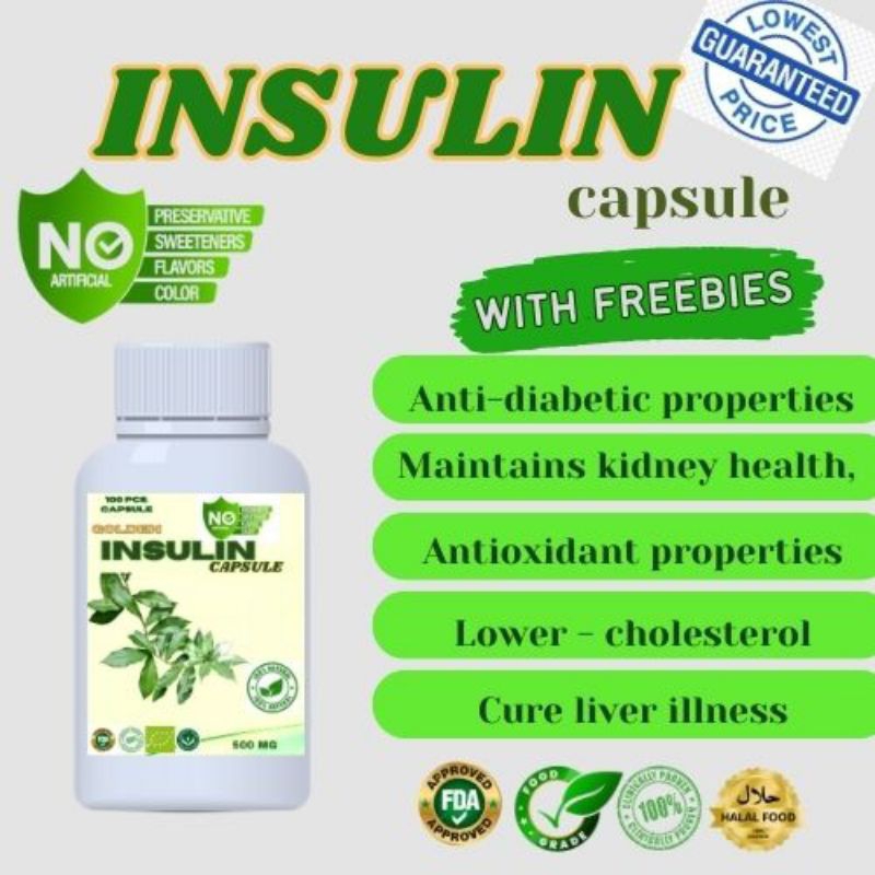 PURE ORGANIC INSULIN CAPSULE100PCS/500MG + FREE 10 PCS CAPSULE ALL ...