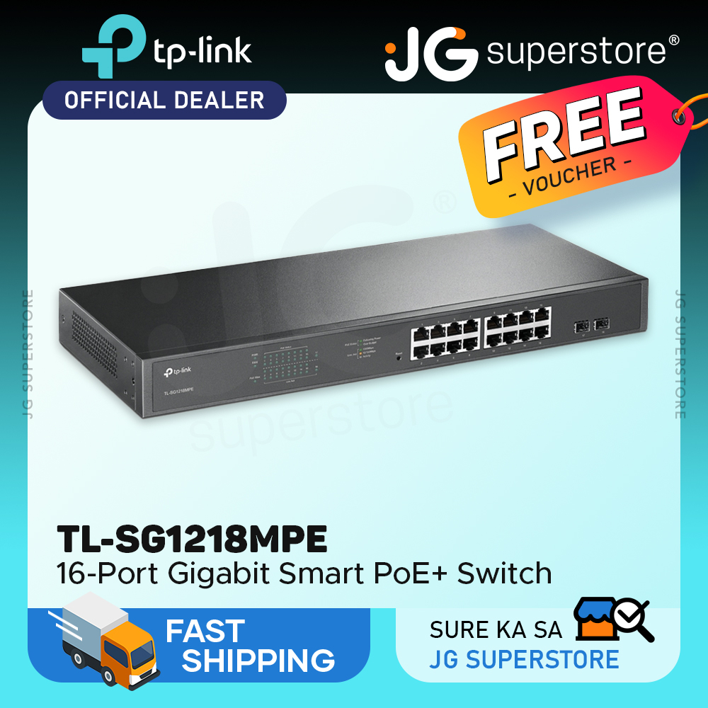 TP-Link TL-SG1218MPE 16-Port Gigabit Easy Smart PoE+ Switch w/ 2 SFP Slots Multi-purpose PoE ...