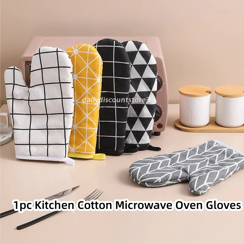 1pc Anti-Hot Gloves Kitchen Cooking Cotton Microwave Oven Gloves Mitts ...