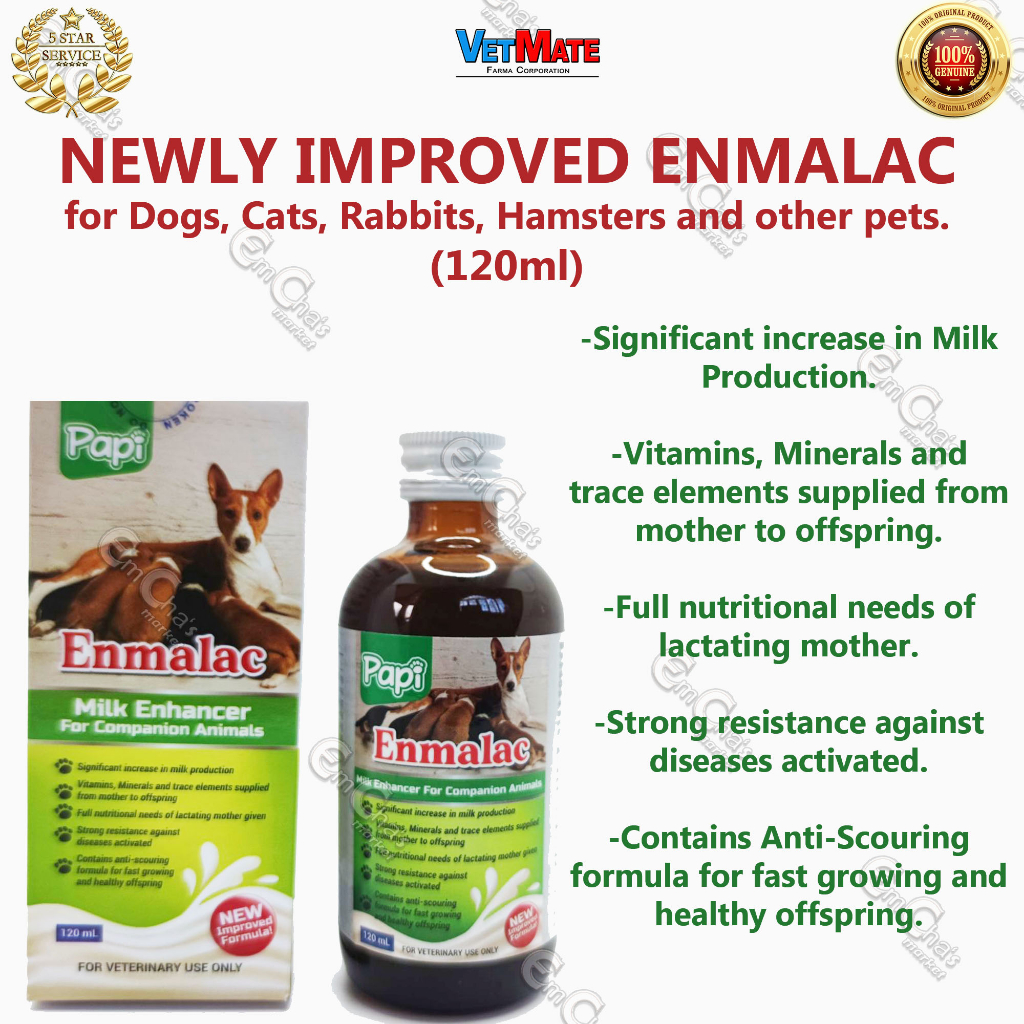 Papi Enmalac (120ml) Milk Enhancer For Nursing And Pregnant Dogs, Cats ...