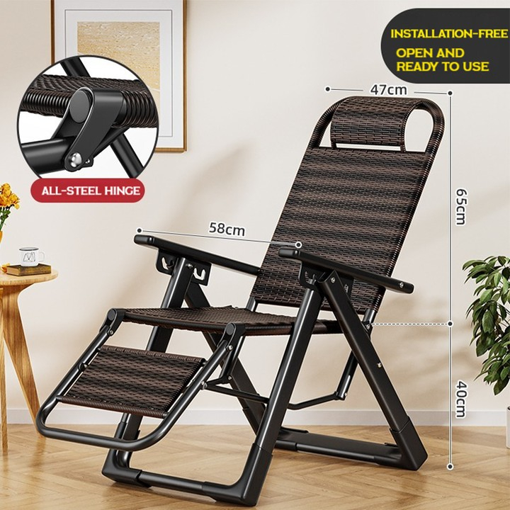 Folding Chair Luxury Lounge Chair Rattan Recliner Chair 5 Gears ...
