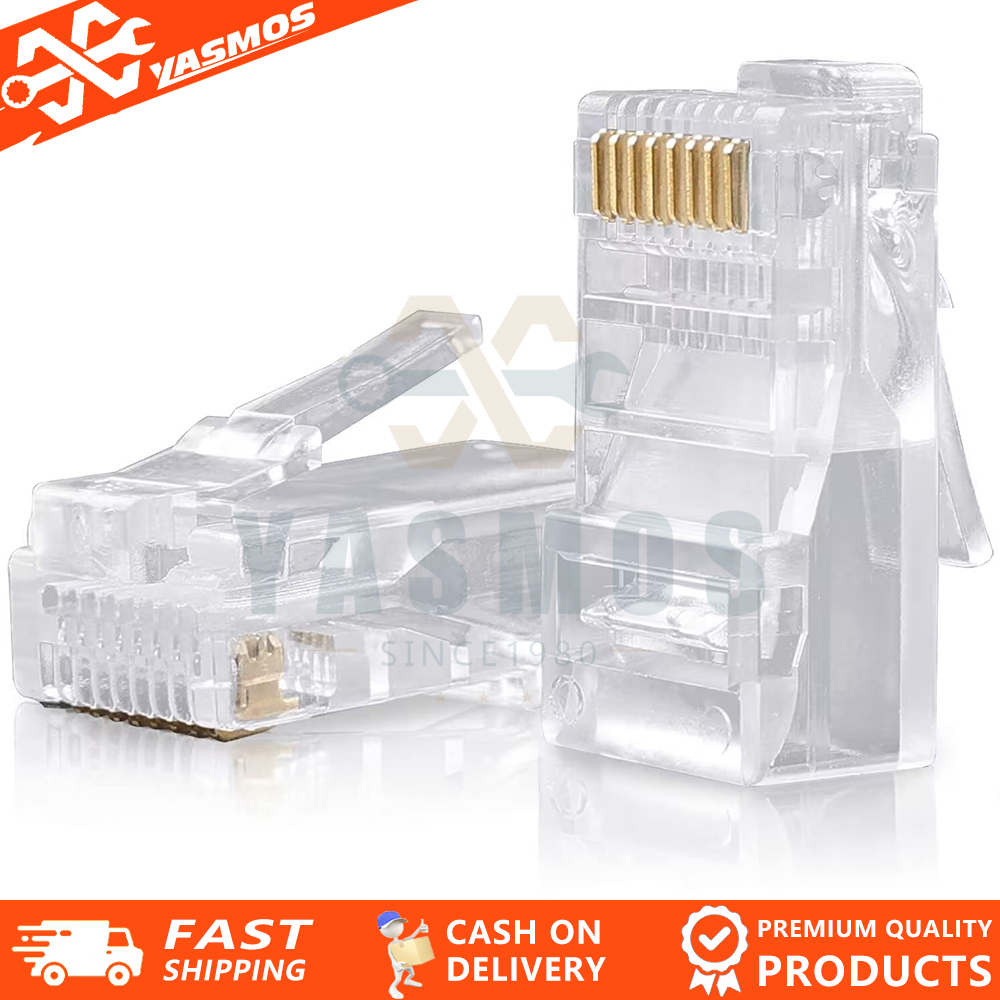 Yasmos Cat5e Cat5 RJ45 Connectors, RJ45 Ends Ethernet Cable Crimp ...