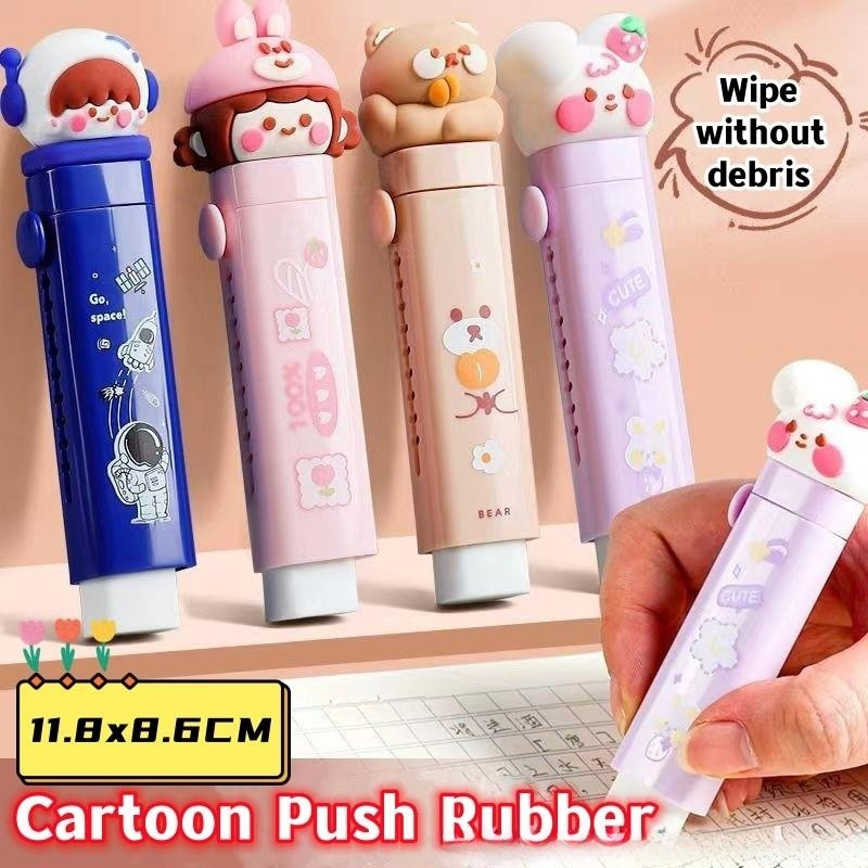Cute Cartoon Pencil Eraser Retractable Pen Shape Eraser school student ...