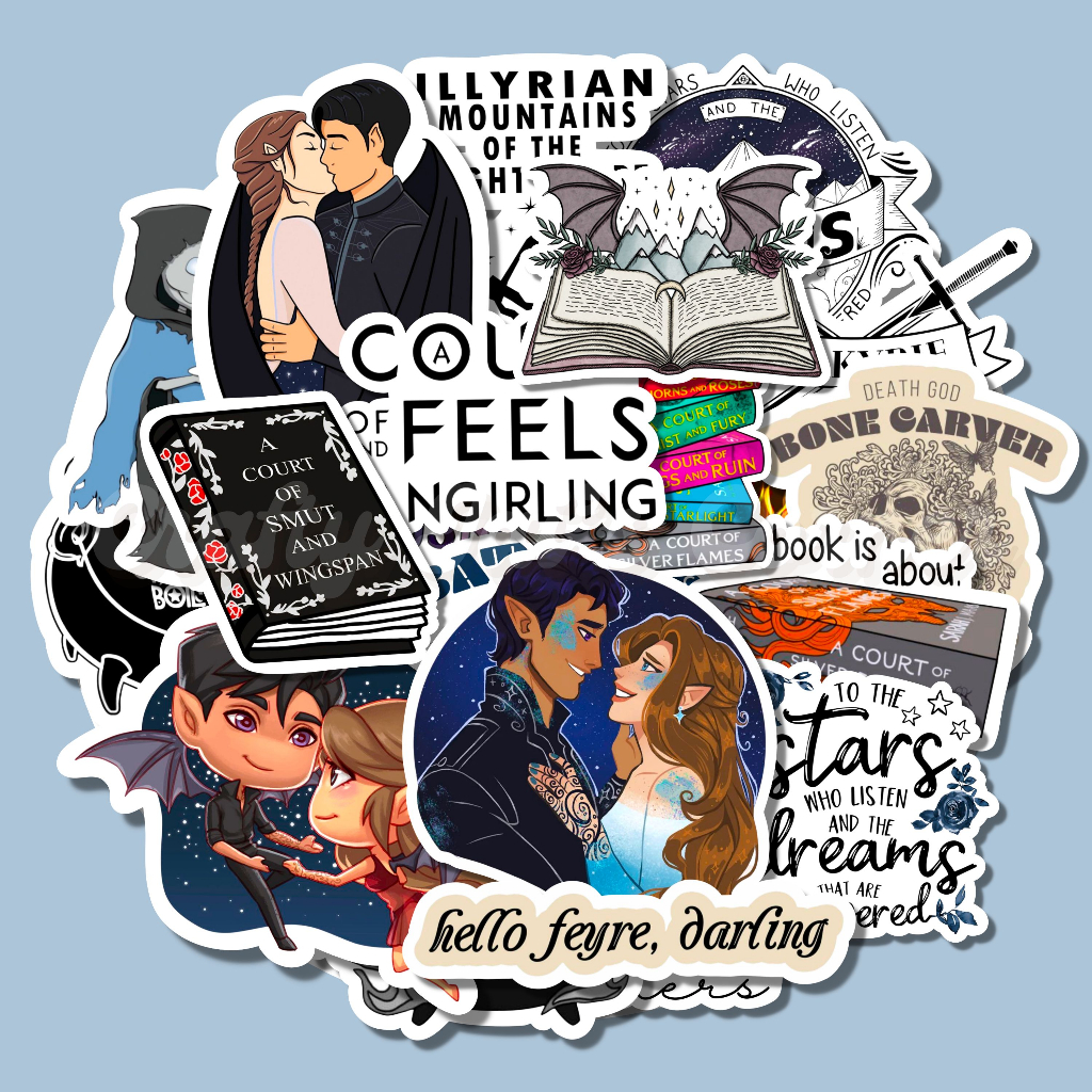 Acotar Stickers 2 | Bookworm Reading Kindle Decor Waterproof ...