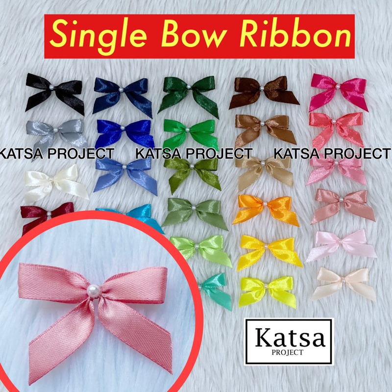 Single Bow Ribbon Small- 2 Pcs (40 colors) baptismal souvenir wedding ...