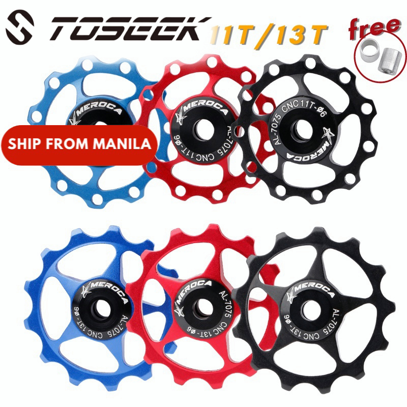 TOSEEK Meroca Aluminum Alloy 11T 13T Guide wheel MTB Rear Derailleur Pulley Jockey Road bike ...