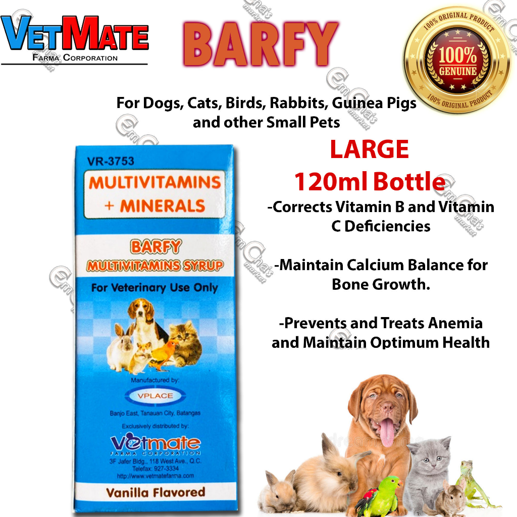 Barfy Large 120ml Multivitamins Syrup For All Household Pets (2 Months ...