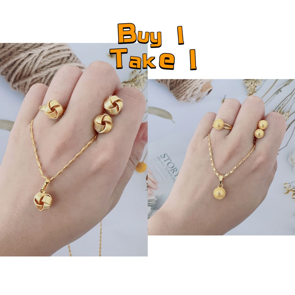 Jewelry Set 3 IN 1 Ring Adjustable Buy ONE Take ONE SET A | Shopee ...