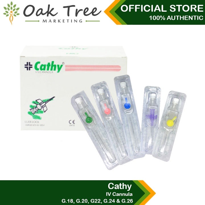 CATHY I.V Cannula I.V Cathether G.18, G.20, G.22, G.24, G26 | Shopee ...
