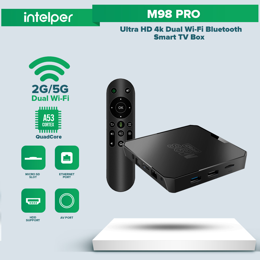 Intelper M98 Pro 2+16GB Android 10 TV Box BT5.0 Voice Remote 4K HD 5G ...
