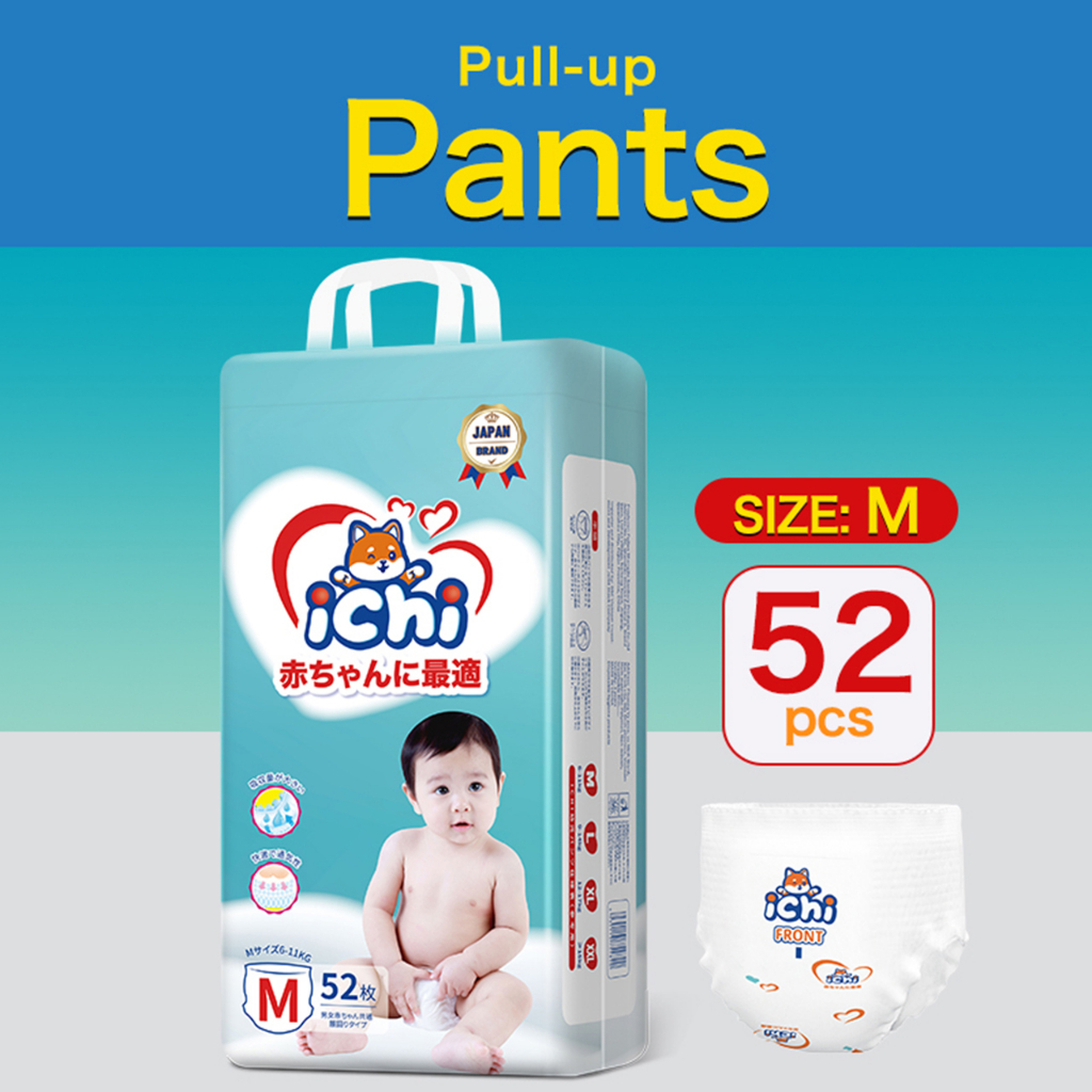 ICHI Baby diaper Pull-Up Pants 50pcs diaper for baby Tape Large Size M L XL Breathable | Shopee ...