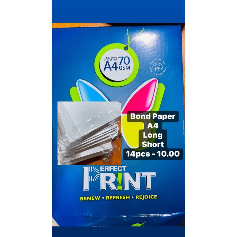 Bond Paper A4 Long Short per Ream | Shopee Philippines