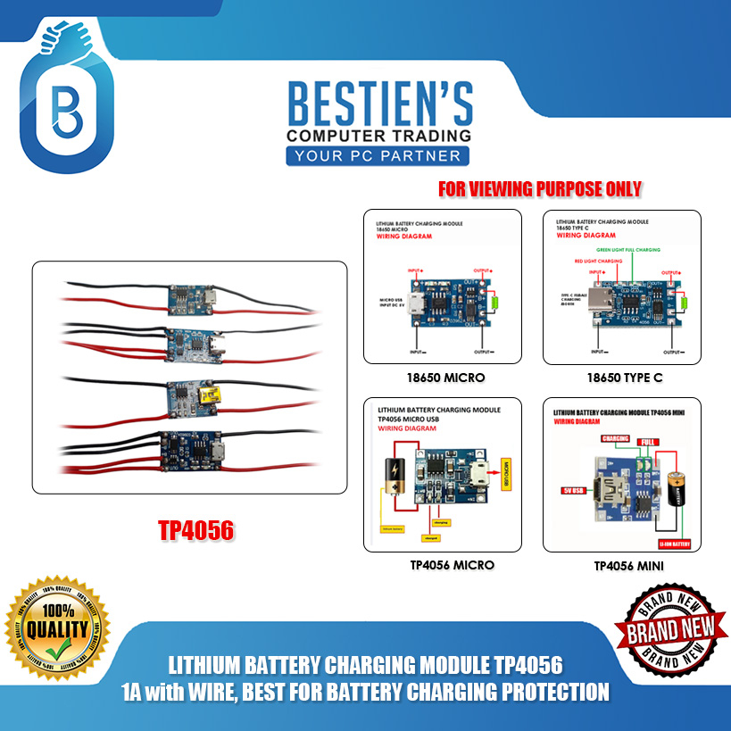 LITHIUM BATTERY CHARGING MODULE TP4056 1A with WIRE, BEST FOR BATTERY ...