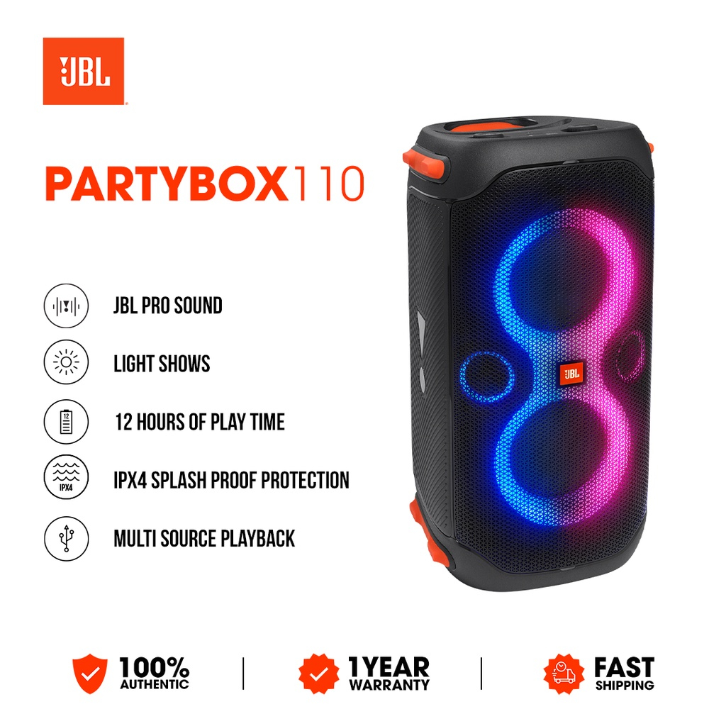 JBL Partybox 110 Portable Party Speaker With 160W Powerful Sound Built-in Lights And Splashproof ...