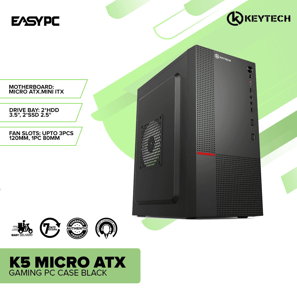 EasyPC| Keytech K5 pc case gaming | Micro ATX| Black | Shopee Philippines