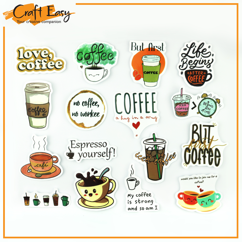 Craft Easy Stickers - Coffee Lover Theme (Assorted - 50 pcs) | Shopee ...