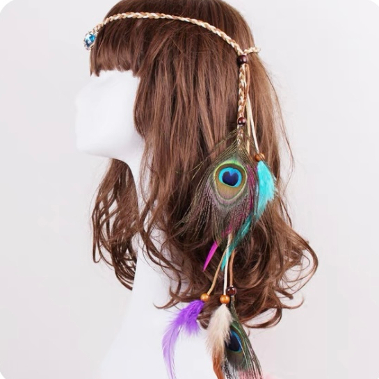 Handmade bohemian indian gypsy ethnic style feather headband boho hair ...
