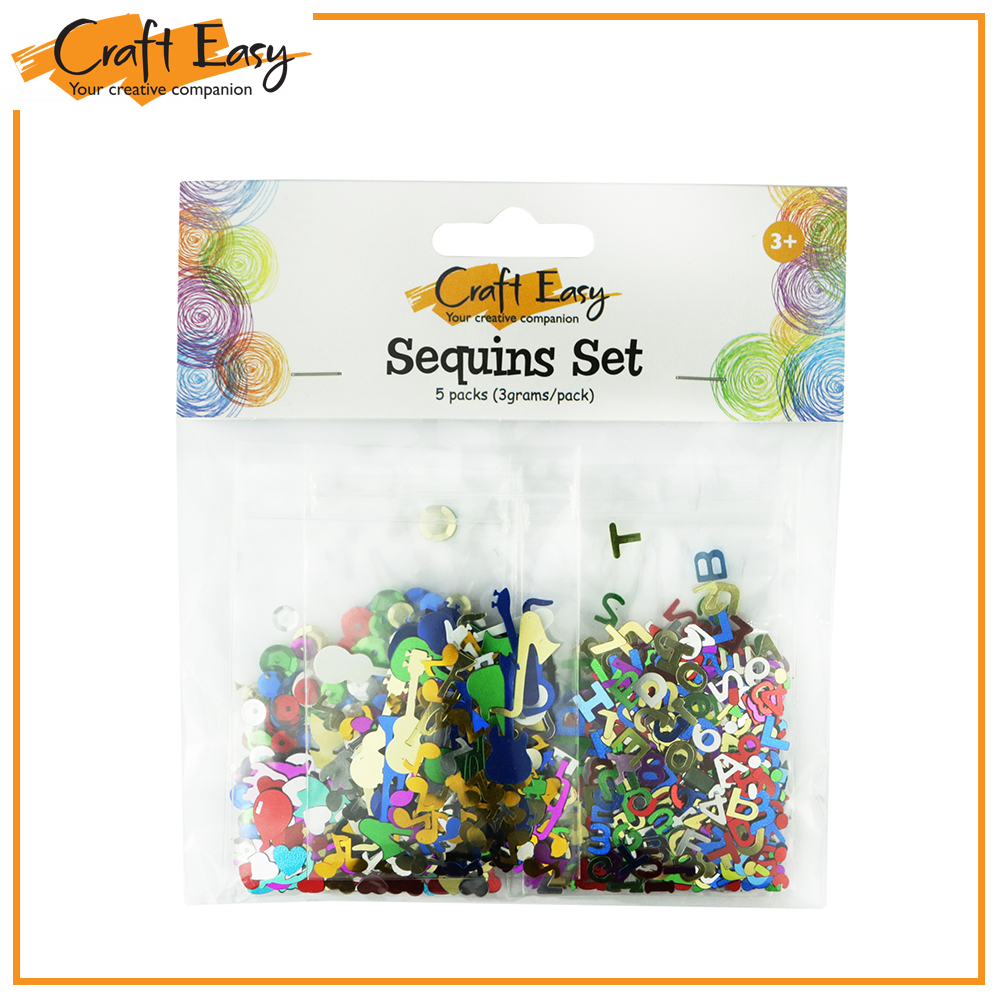 Craft Easy Sequins Set (Assorted Colors - 3 Grams/Pack) 5 Packs ...