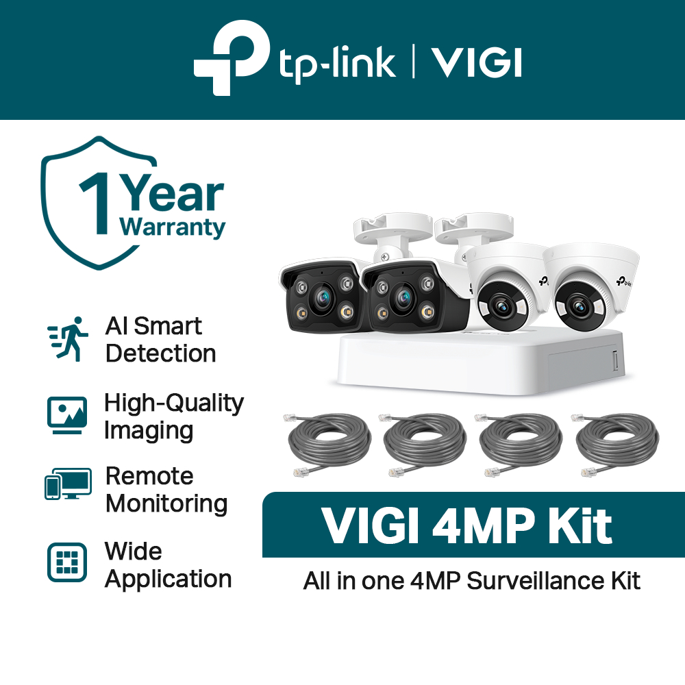 TP-Link VIGI All-In-One Full Colored 4MP Surveillance CCTV Security System Camera with NVR Kit 1 ...