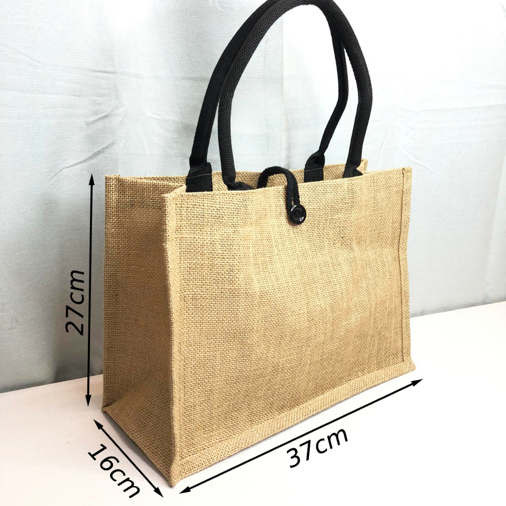 Jute Bag Abaca Women's Tote Bag Linen Shoulder Bag 2-Tone Plain Tote ...