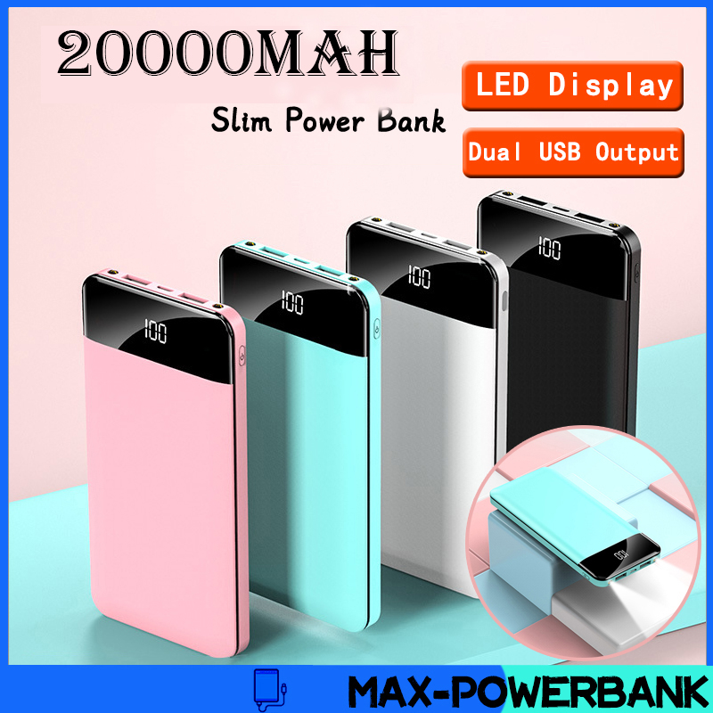 Portable Power Bank 20000mah Powerbank Type C Two USB Fast Charge Port ...
