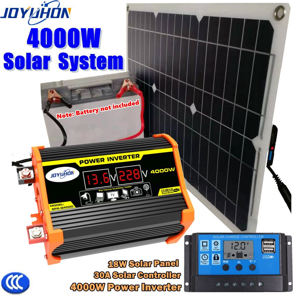 JOYUHON 12V to 220V Solar Power System Set 4000W Inverter Built-in ...