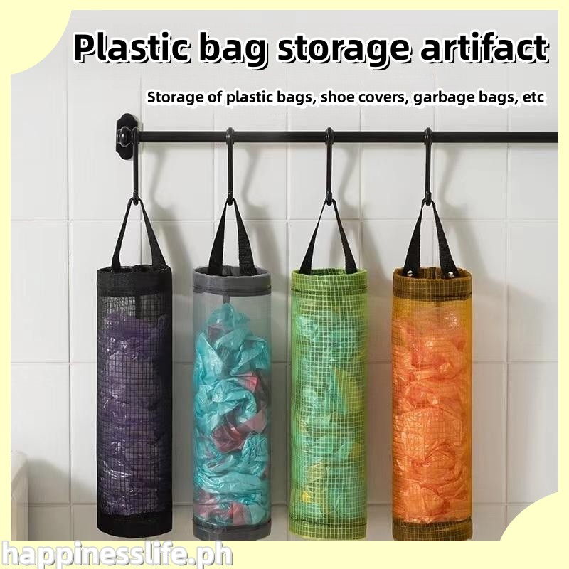 Kitchen Plastic Mesh Garbage Bag Organizer Dispenser Trash Bags Holder ...