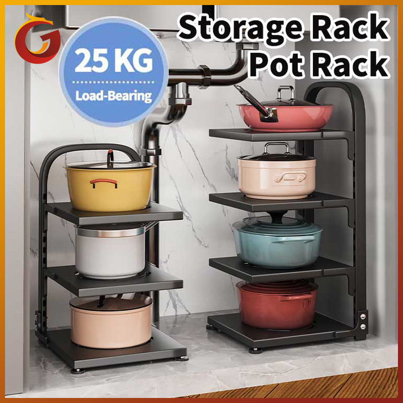 5 Tier Kitchen Pan Organizer Pot Rack Under Sink Countertop Multilayer ...