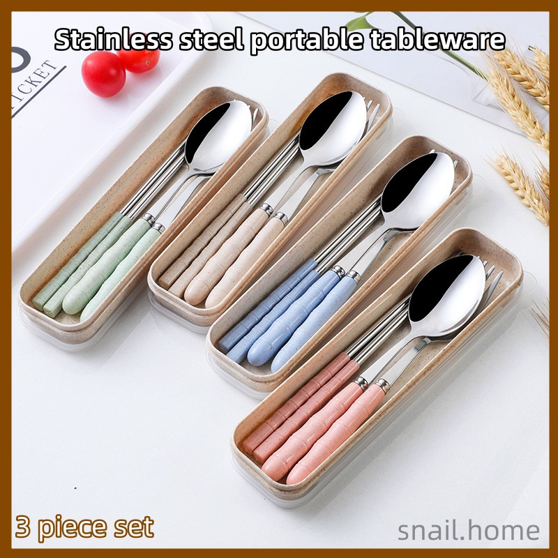 4-in-1 Portable Stainless Steel Cutlery Set Spoon Fork Chopsticks ...