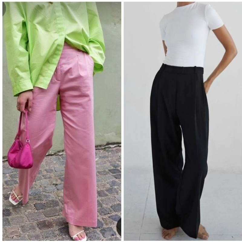 Amisu Trouser Wideleg Pants | Shopee Philippines