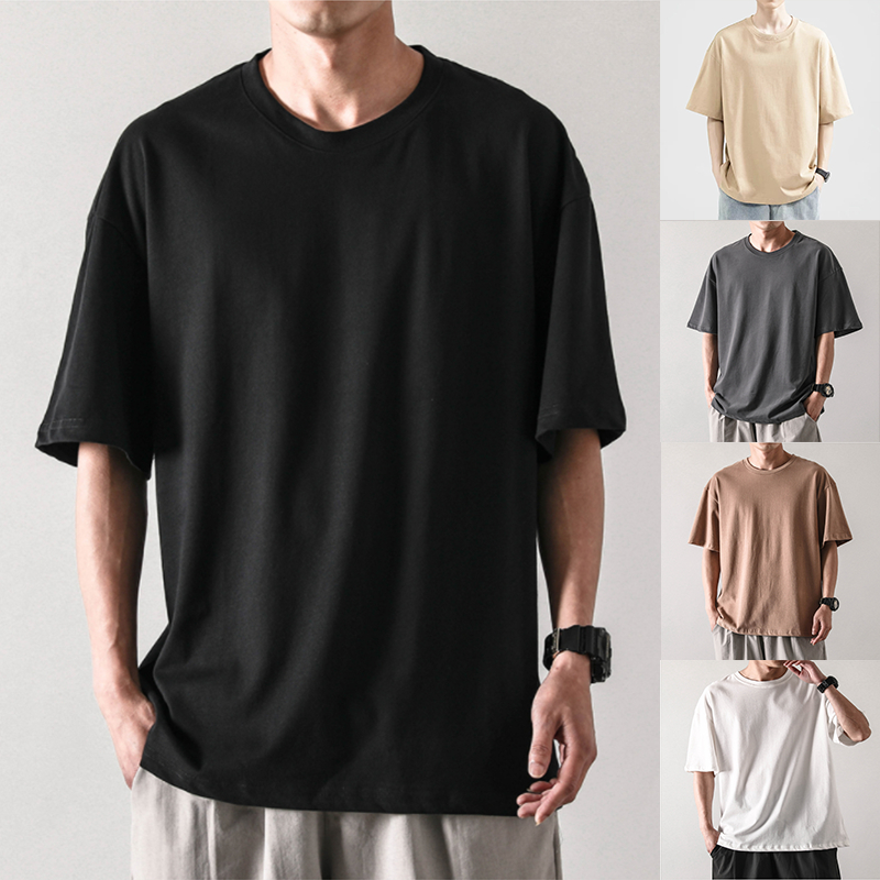 Korean Simple Personality Men's T-shirts High Quality Cotton Short ...