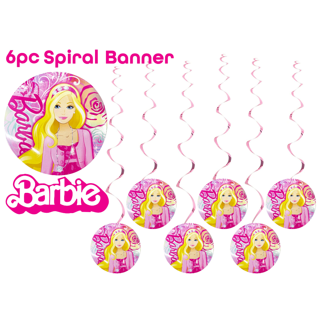6pc Barbie Curly Spiral Banner Decoration Design | Shopee Philippines