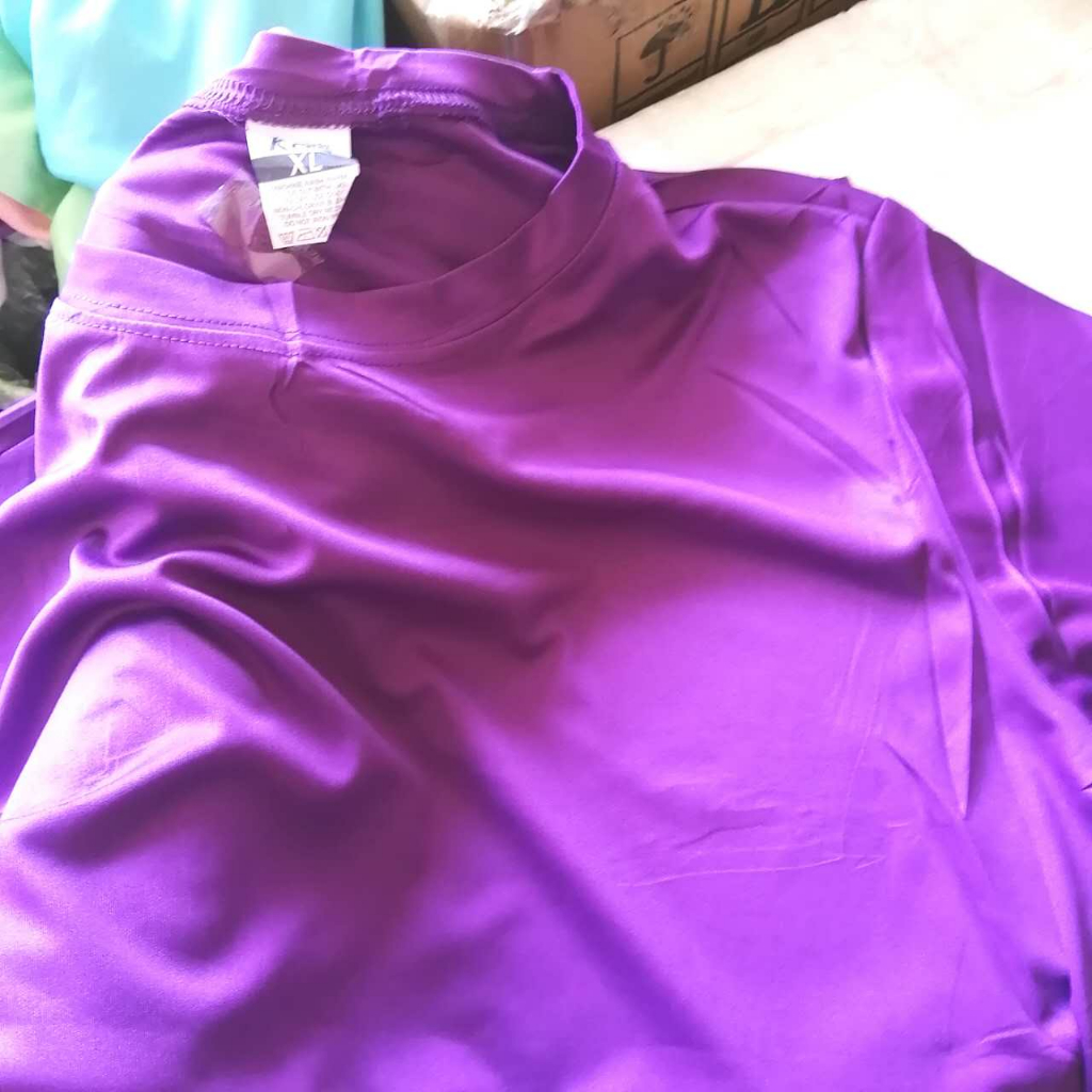 PURPLE/DARK VIOLET Keep Active Dry PLAIN COLOR ROUND NECK T-SHIRT ...