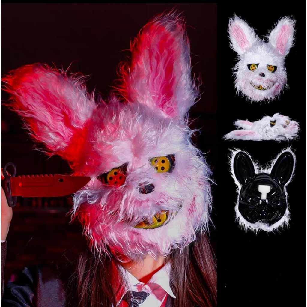 Halloween set_Plush Bloody Bear Rabbit Creepy Scary Mask Halloween ...
