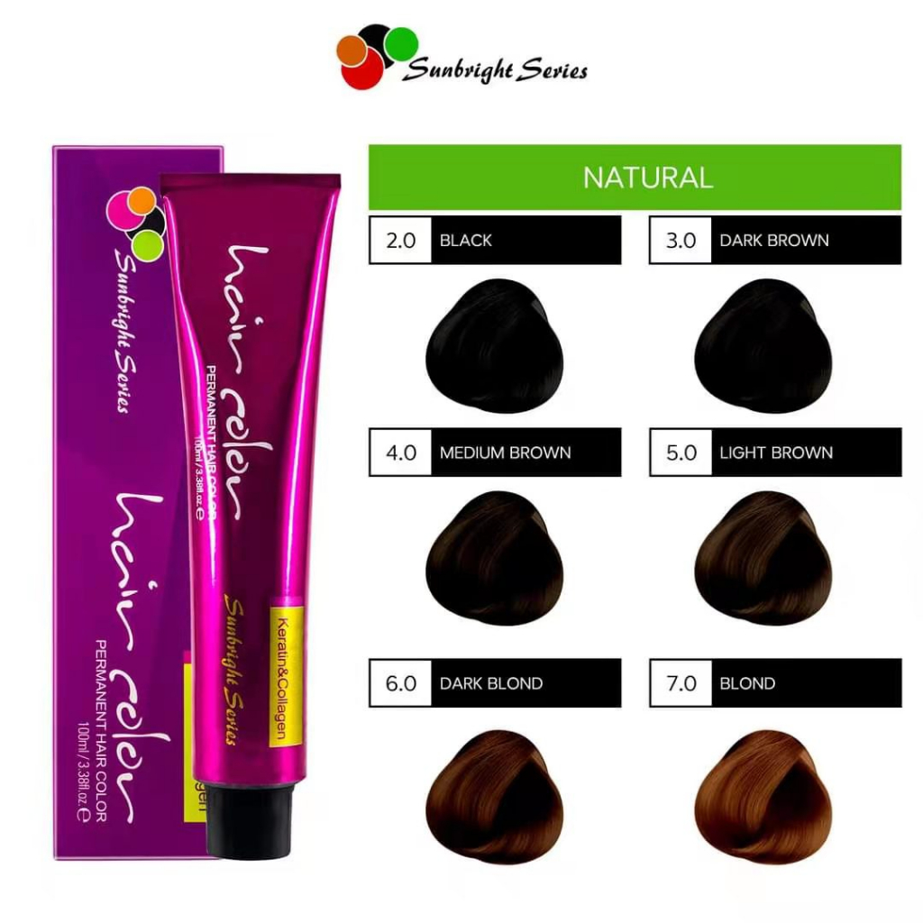 SUNBRIGHT SERIES HAIR COLOR 5.0 LIGHT BROWN (100ML) | Shopee Philippines