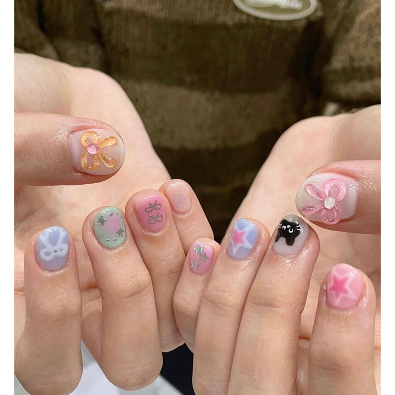 Korean Fake Nail Press-on nails Gel nails “MONCHII” | Shopee Philippines
