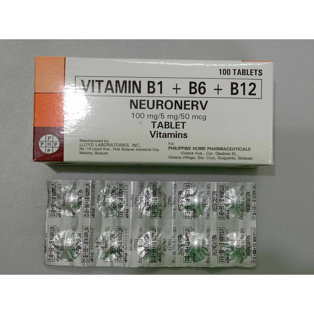Neuronerv Vitamin B Complex ( B1, B6 & B12 ) 100 's Tablets per box ...
