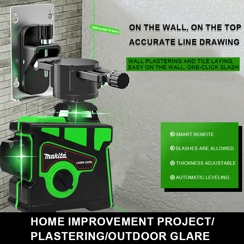 12 Line Laser Level Green Light Self-Leveling 360° Rotary Cross 3D 4D ...